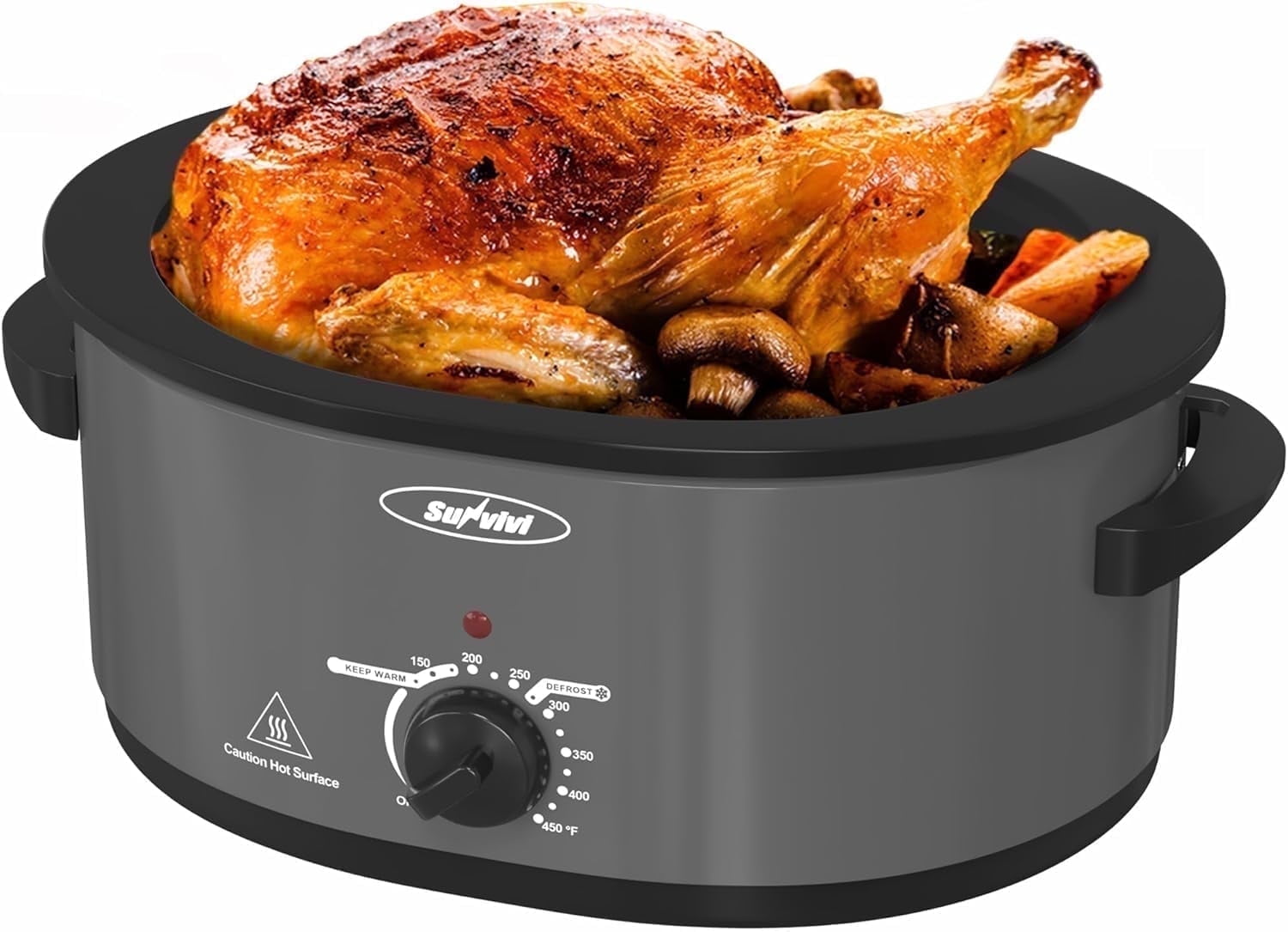 Superjoe 8 QT Electric Roaster Oven with Self-Basting Lid, Defrost Warm ...