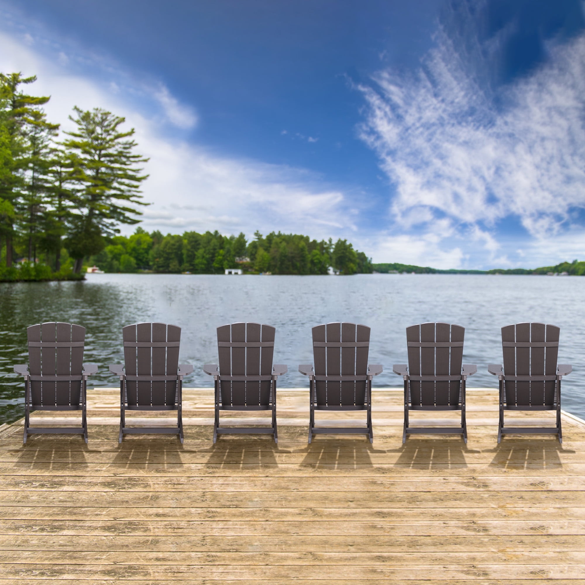 Superjoe Adirondack Set of 6, Comfort Lawn Outdoor Chairs, Durable ...