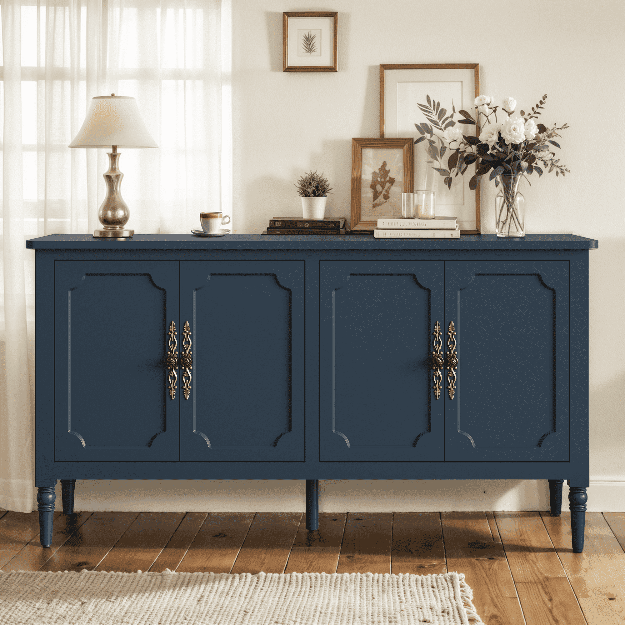 Heynemo Console Cabinet, 58'' Mid Century Modern Buffet Sideboard with ...