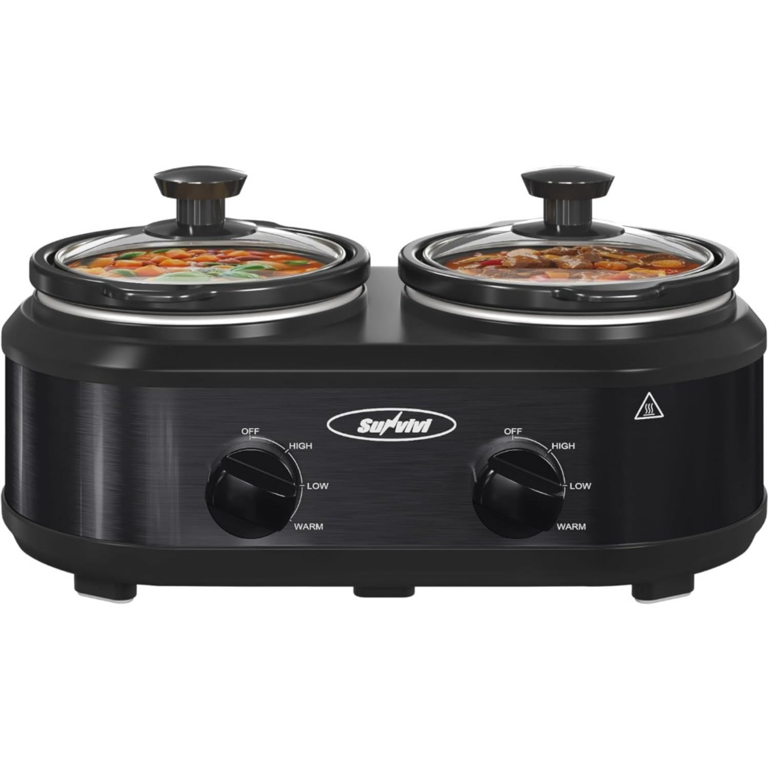 Superjoe Double Slow Cooker,2 Pot Small Mini Crock Buffet Servers and ...
