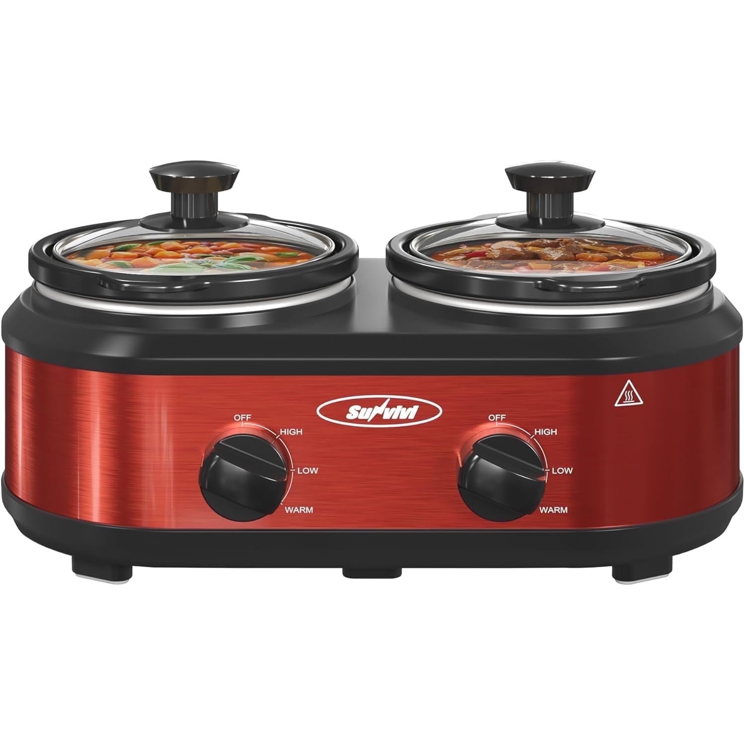 Superjoe Double Slow Cooker,2 Pot Small Mini Crock Buffet Servers and ...