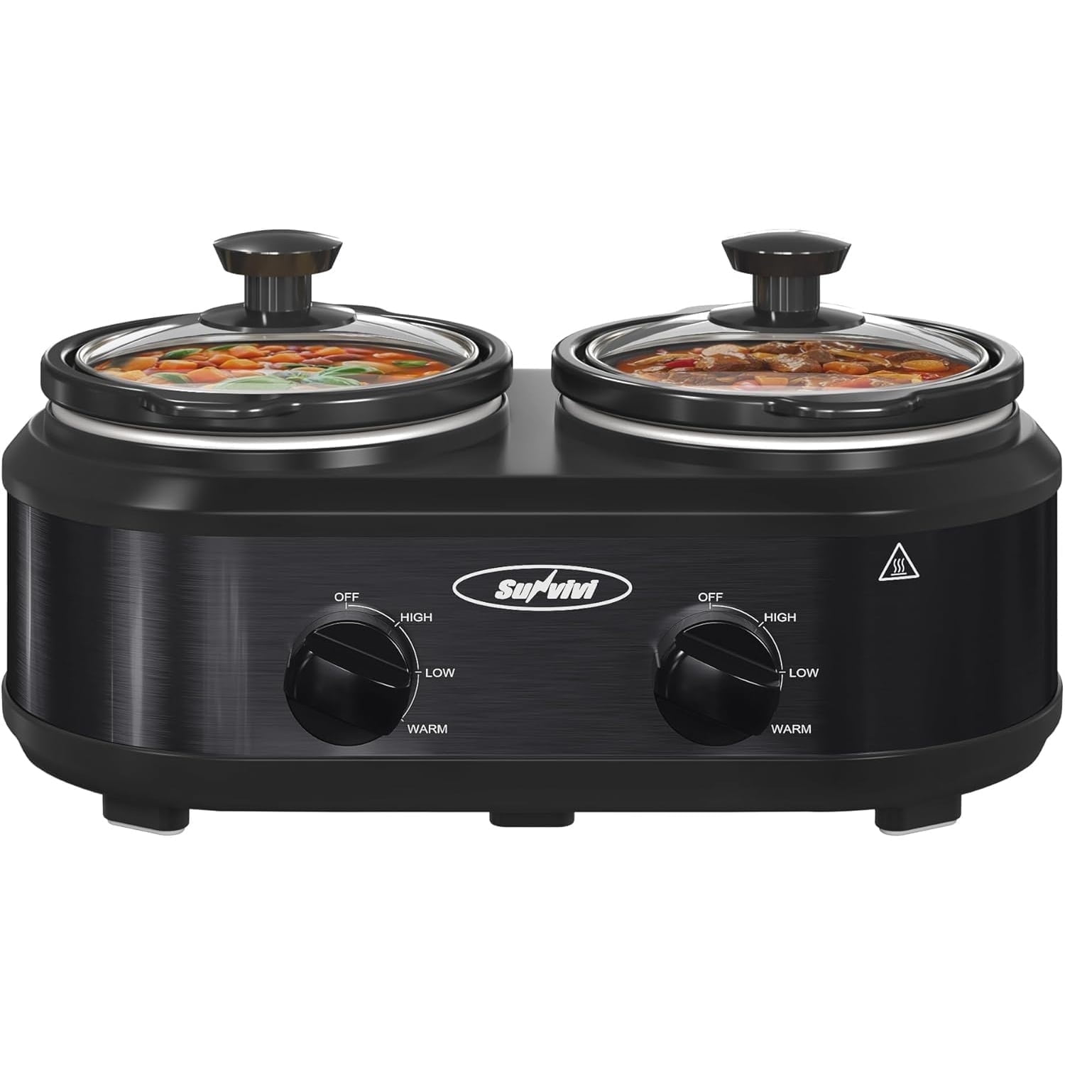 Superjoe Double Slow Cooker,2 Pot Small Mini Crock Buffet Servers and ...