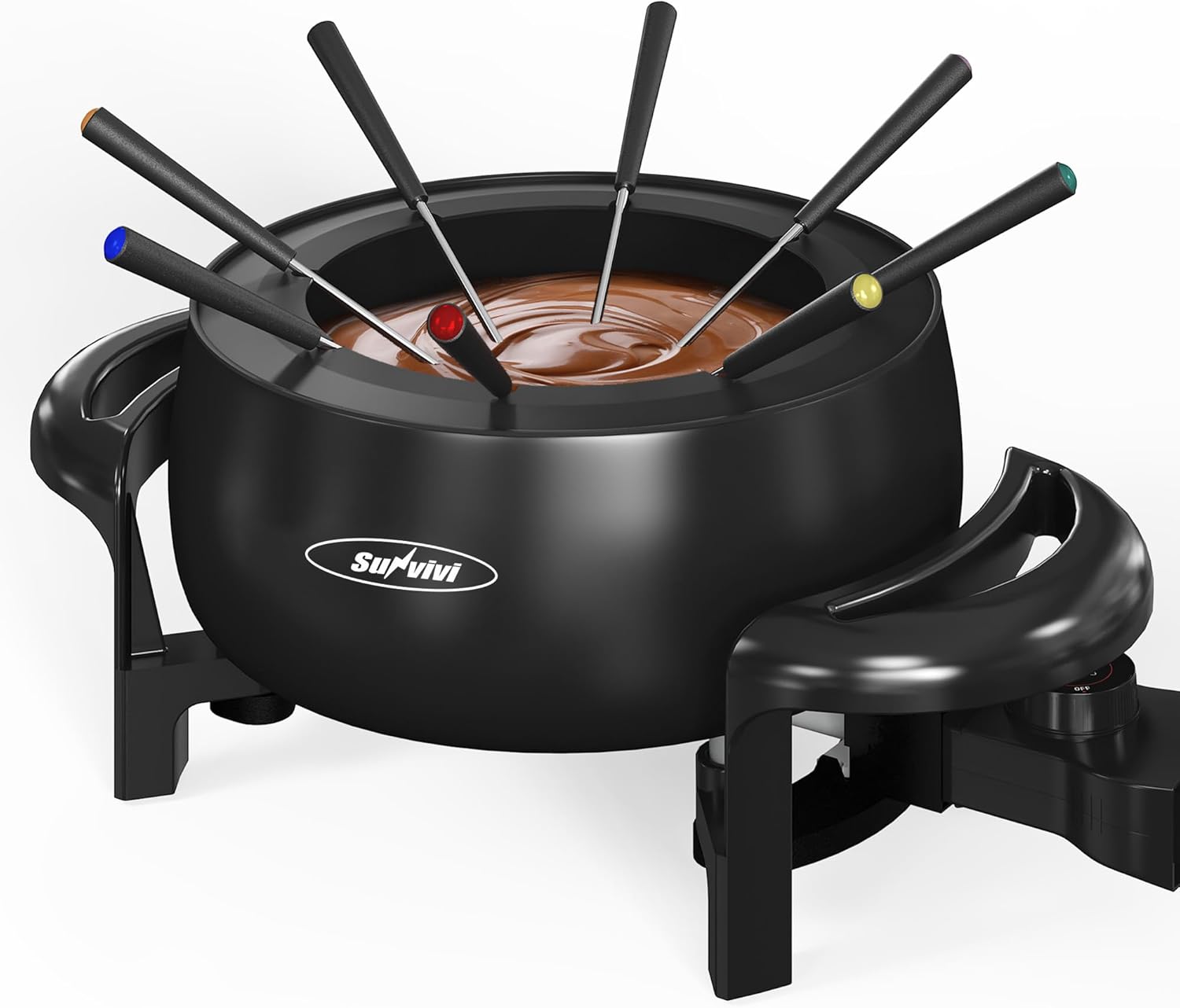 Beautiful 3 Qt Electric Fondue Set with Bonus 2 qt Ceramic Pot, Black ...