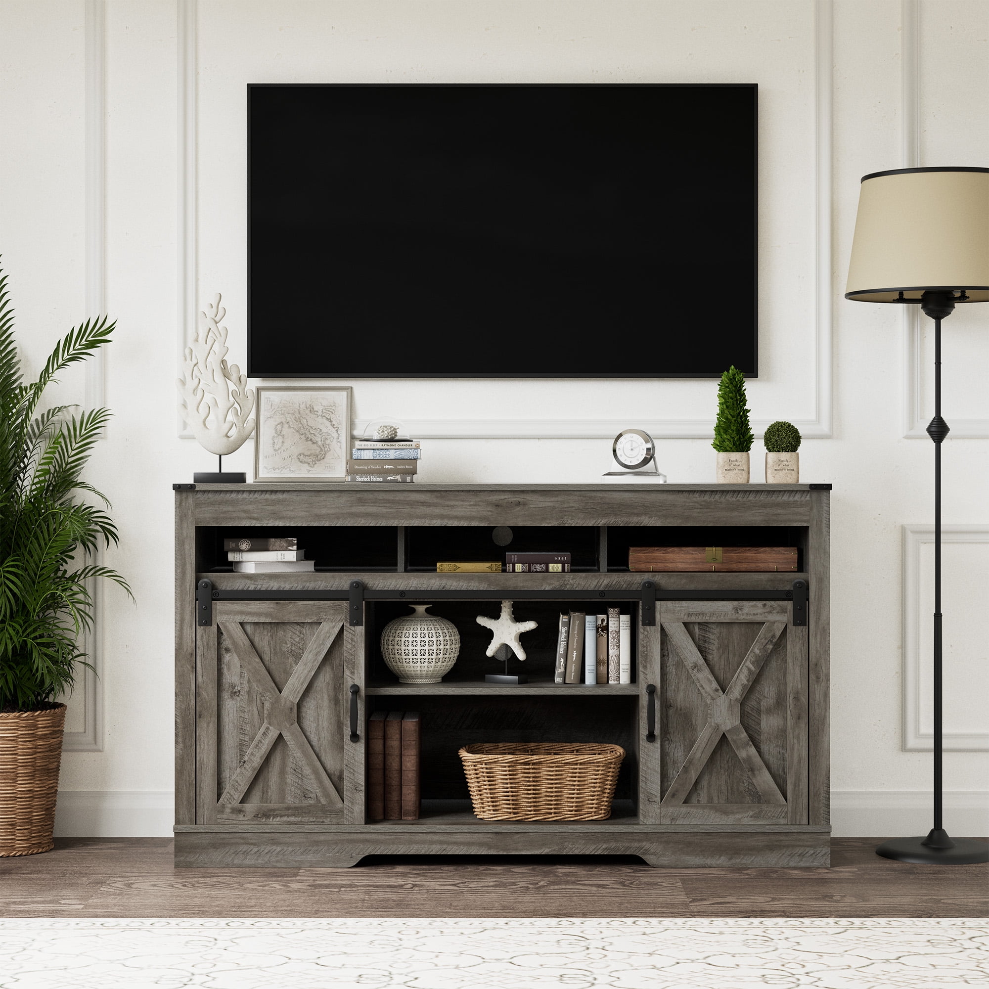 Superjoe Farmhouse TV Stand for TVs up to 70", Modern Entertainment ...