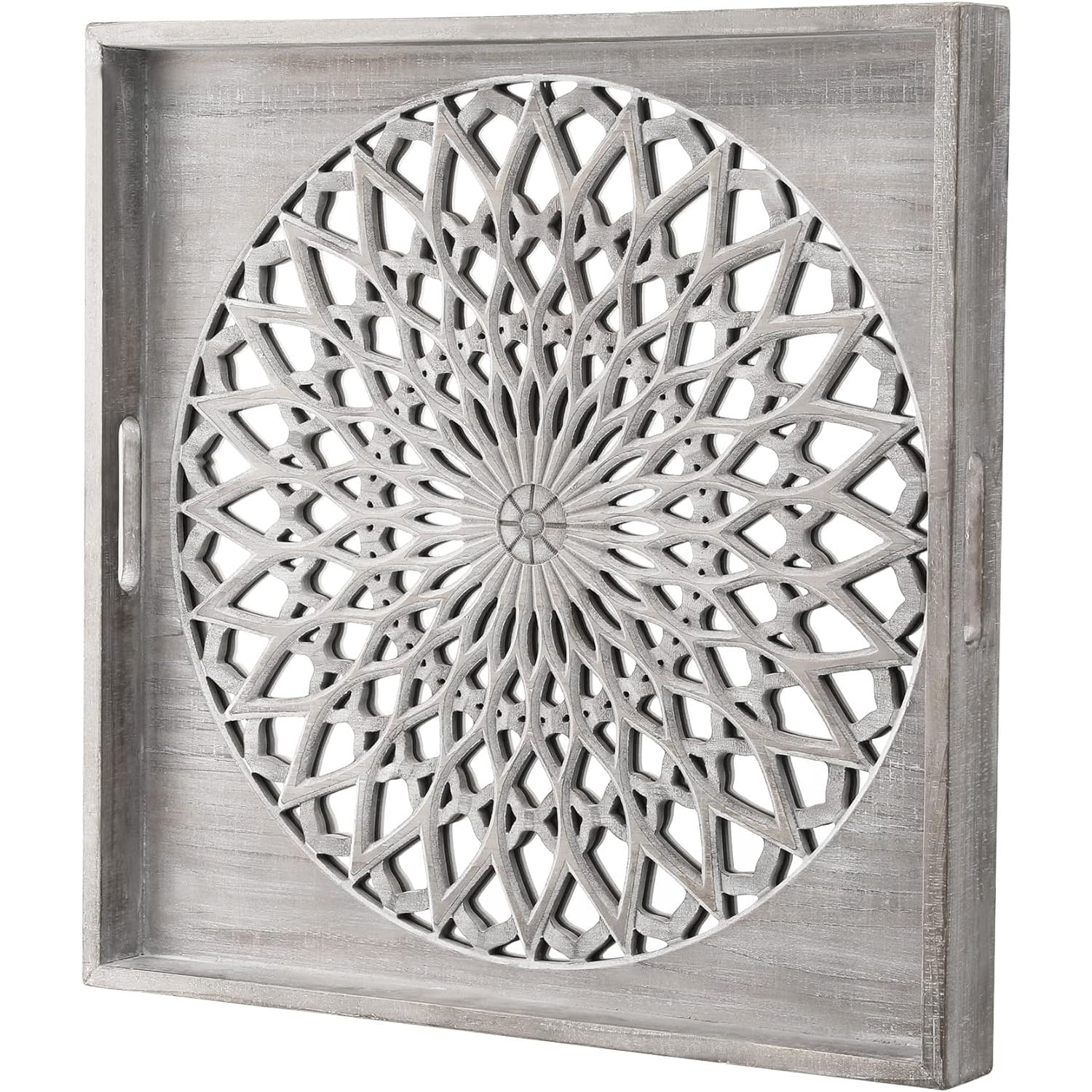 Superjoe Farmhouse Wood Mirror, Square Decorative Mirrors for Wall ...