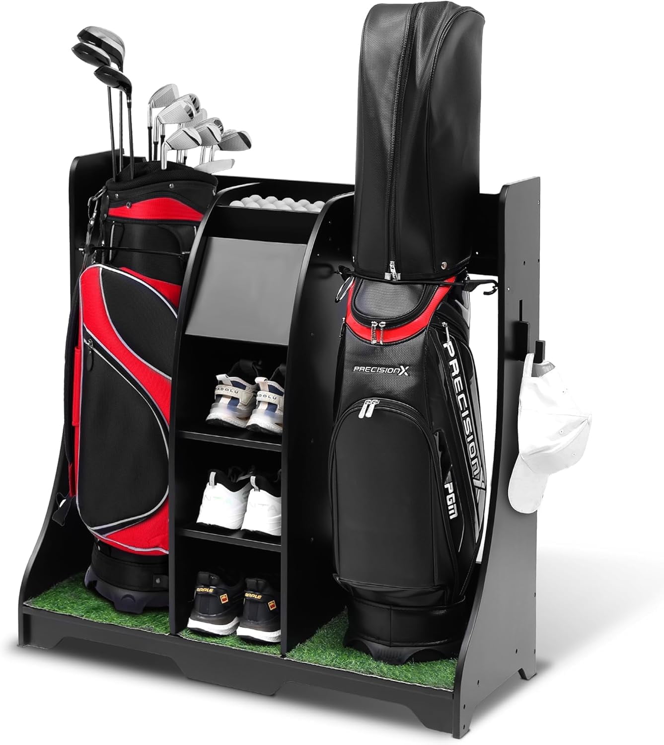 Superjoe Golf Bag Organizer, Premium Wooden Golf Storage Rack, Stylish ...