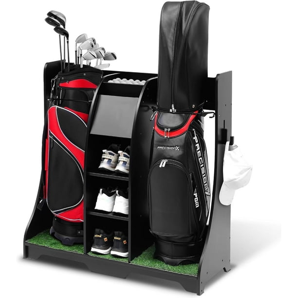 Superjoe Golf Bag Organizer, Premium Wooden Golf Storage Rack, Stylish ...