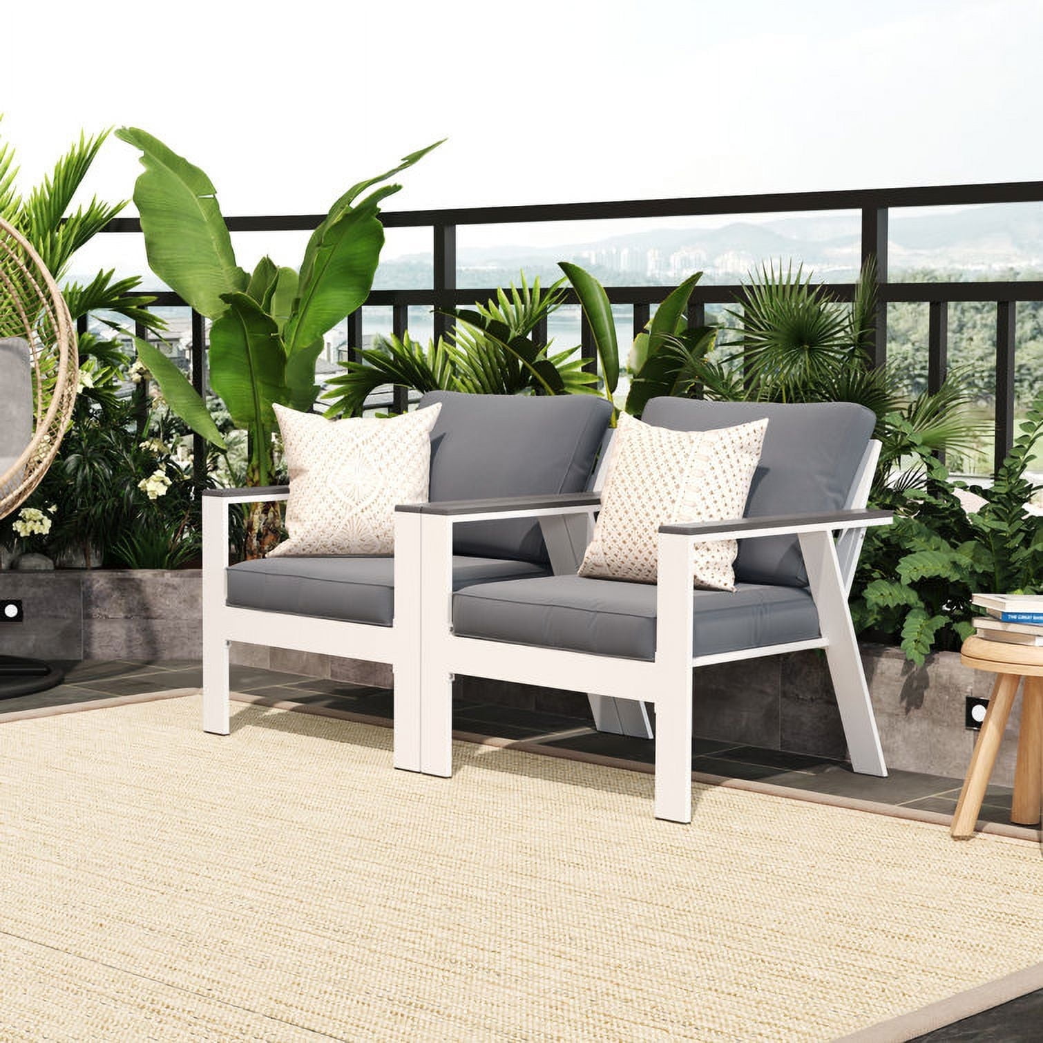 Superjoe Outdoor Aluminum Patio Furniture Chair Set of 2, Metal All ...