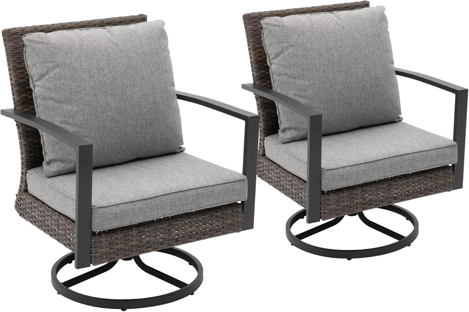 Superjoe Patio Swivel Dining Chairs with 360-Degree Rotating, All ...