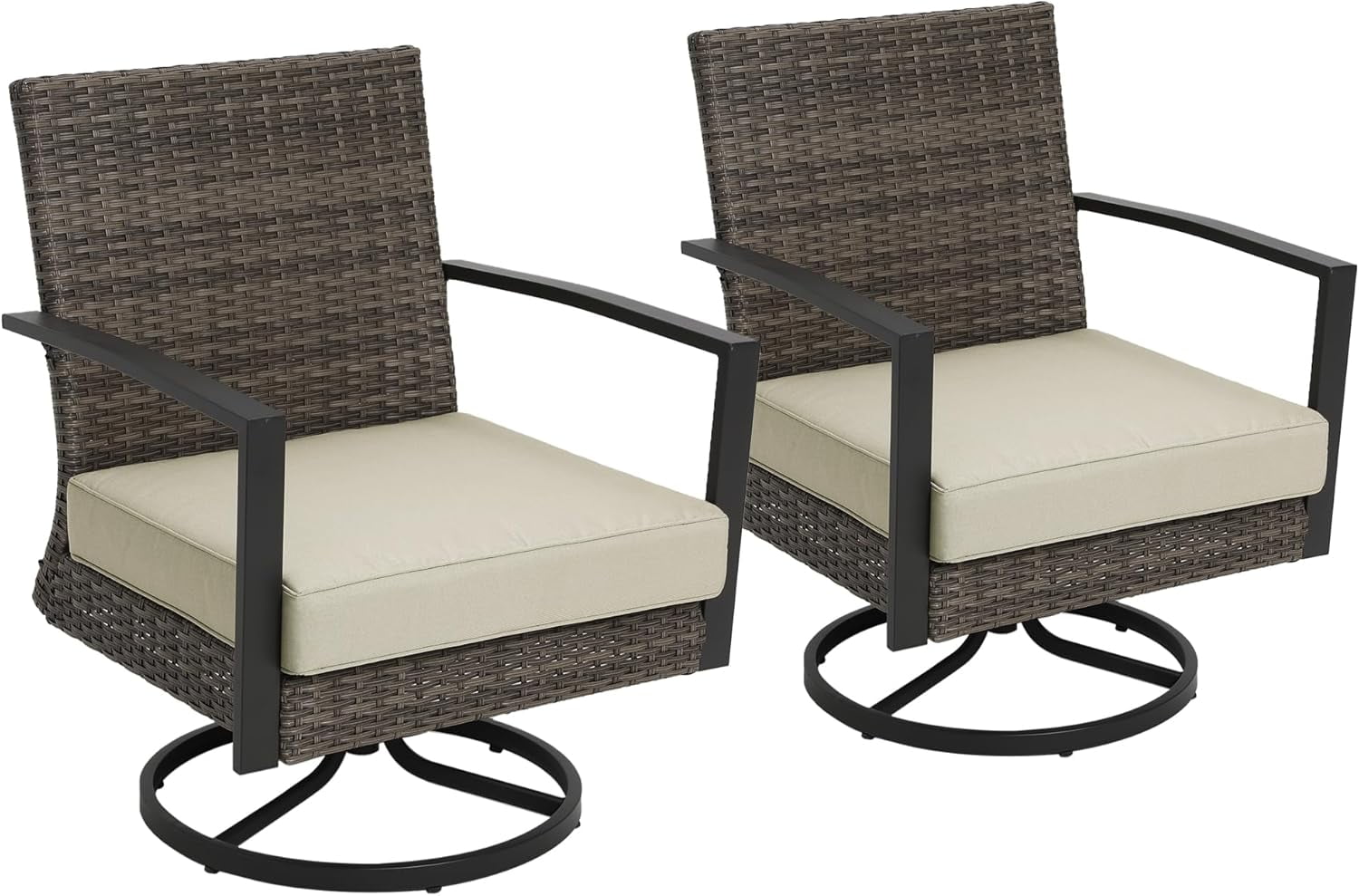 Superjoe Patio Swivel Dining Chairs with 360-Degree Rotating, All ...