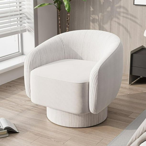 Superjoe Swivel Barrel Chair, Comfy Accent Chair with 360-Degree Base ...
