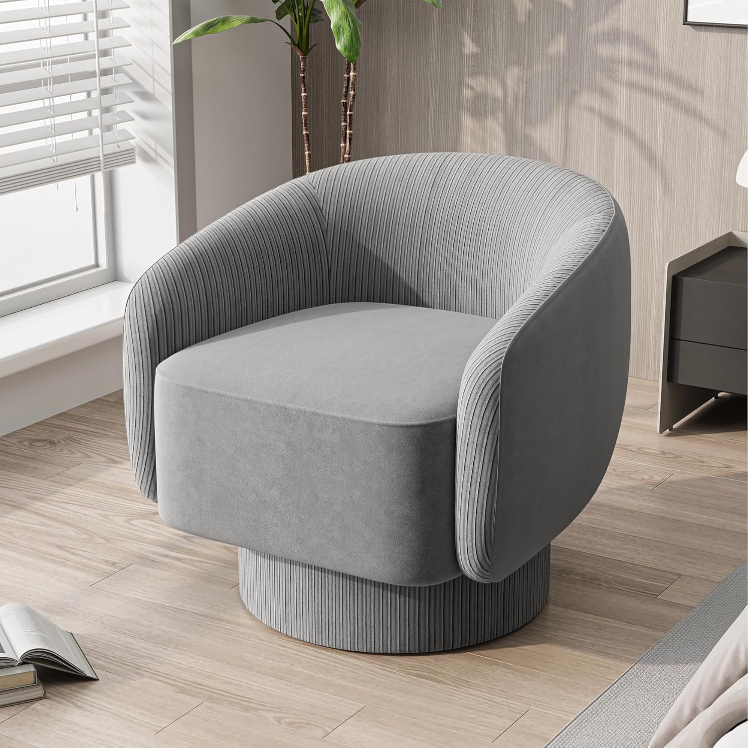 Superjoe Swivel Barrel Chair, Comfy Accent Chair with 360-Degree Base ...
