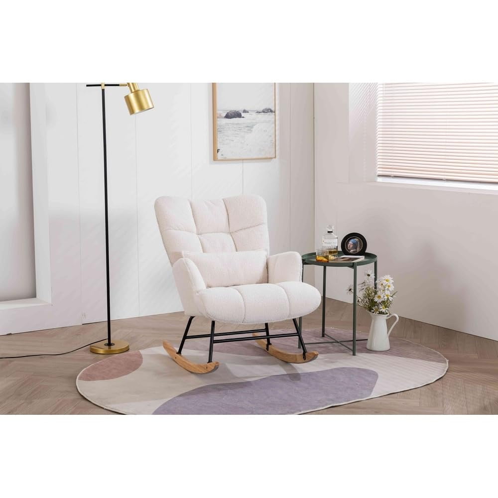 Superjoe Upholstered Rocking Chair, Cream - Walmart.com