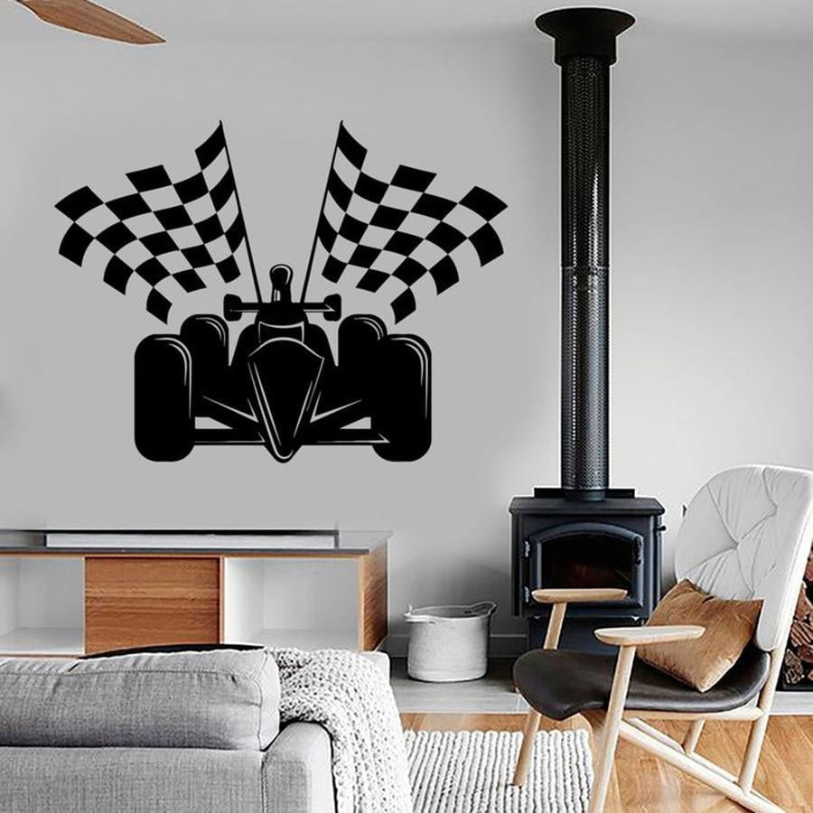 Superkart Wall Decal Checkered Flag Formula Karting Vinyl Wall Stickers ...