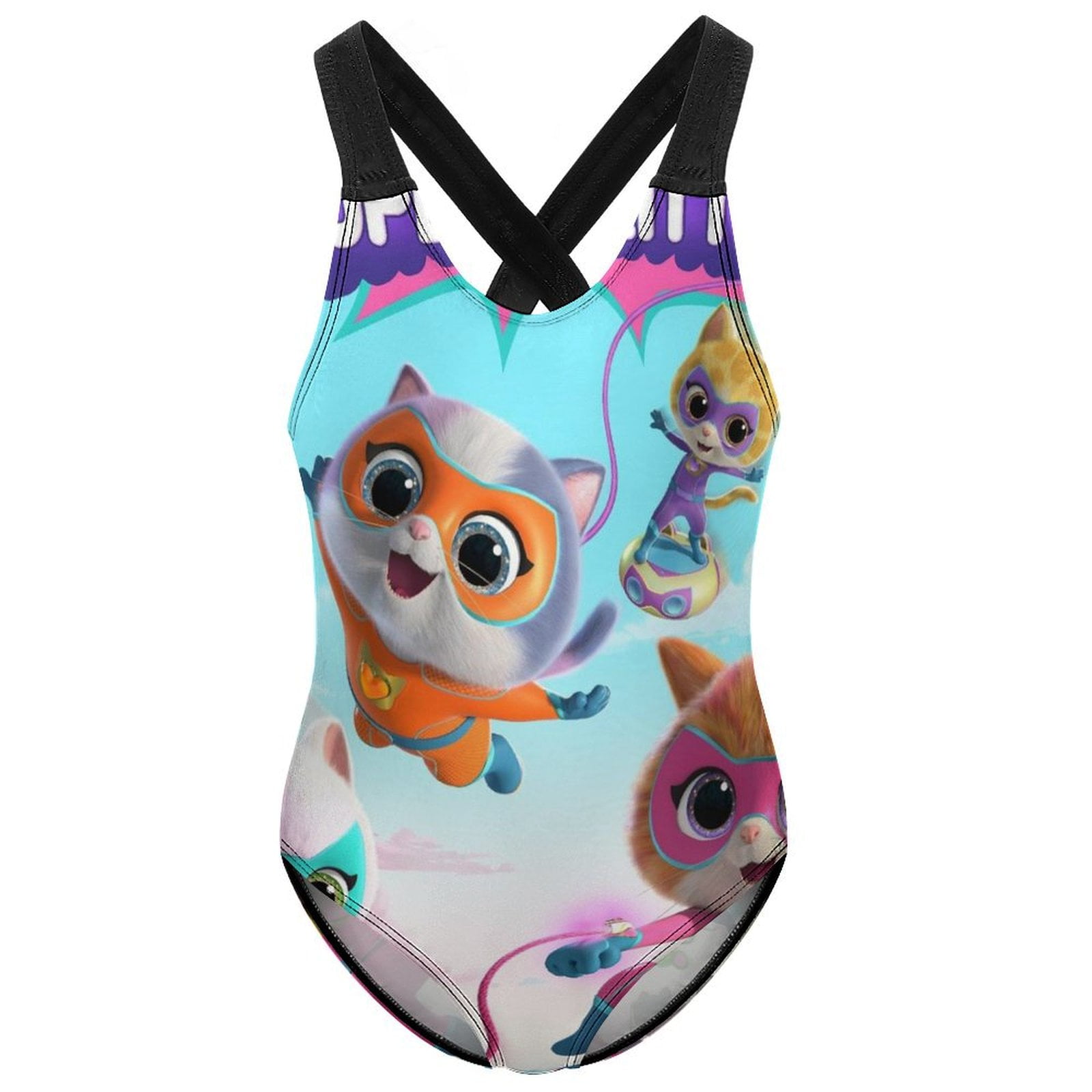 Superkitties Children's One-piece Swimsuit Summer Girl's Swimming Pool Beach Swimwear Cross Back ...
