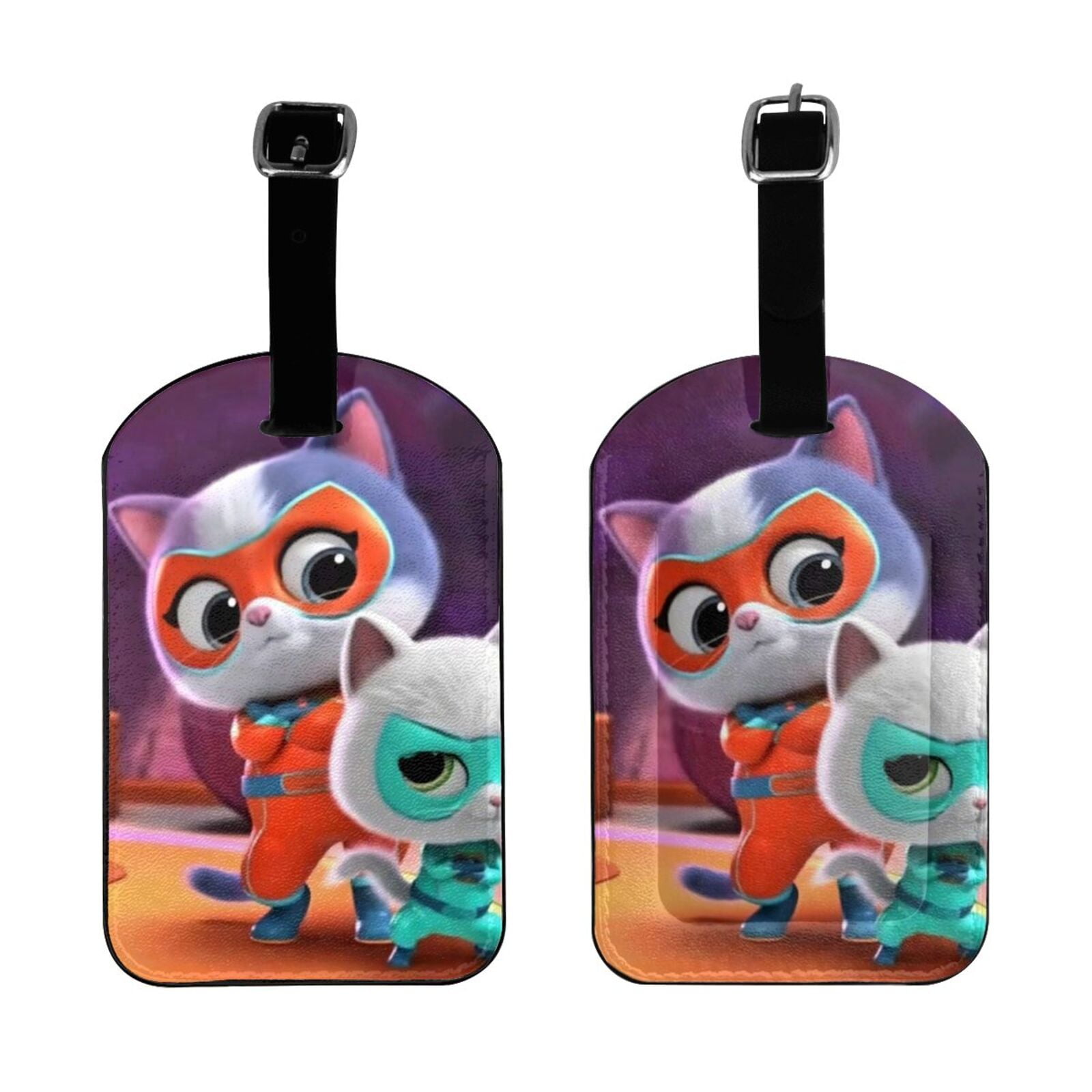 Superkitties Leather luggage tags hang tags suitcases office work ...