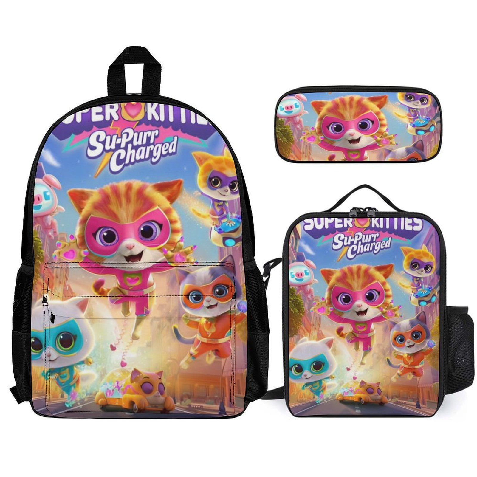Superkitties Poster Schoolbag 3-Pieces Set With Pencil Case Lunch Bag ...