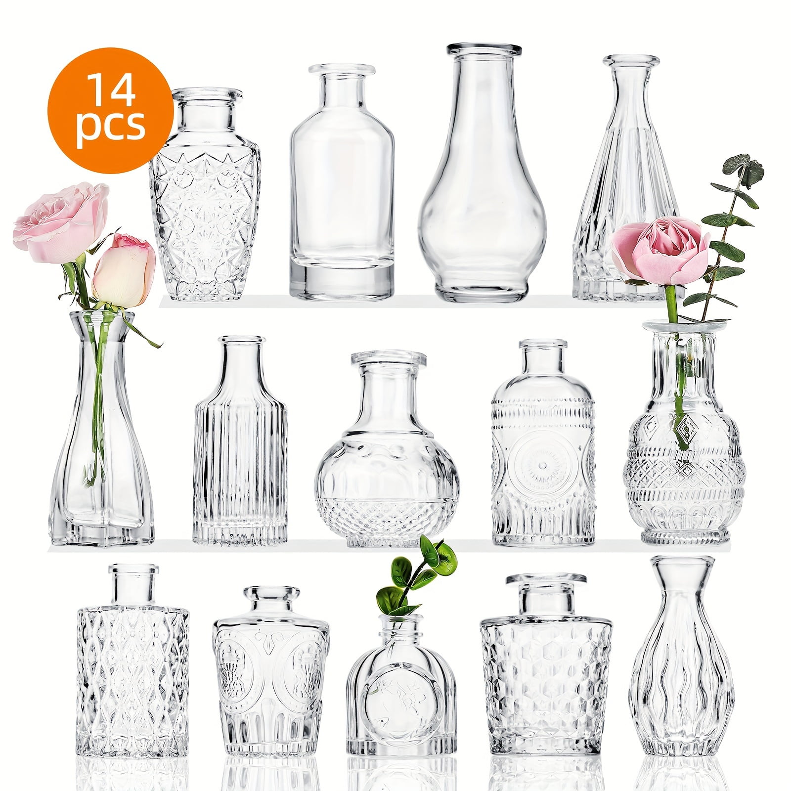 Superlele 14/24/36pcs Bud Vases, Multiple Sizes, Small Vases for ...