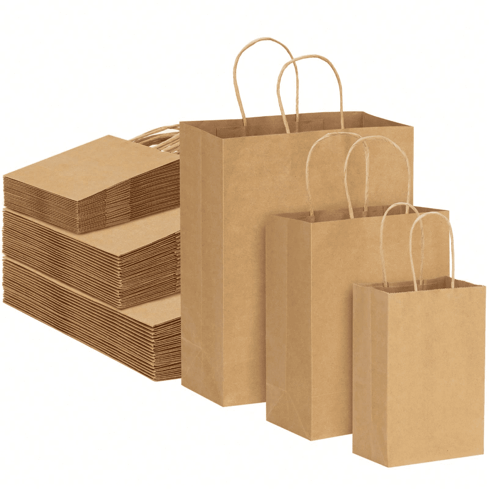 Superlele Kraft Paper Gift Bags With Handles, Mixed Size Bulk Paper ...
