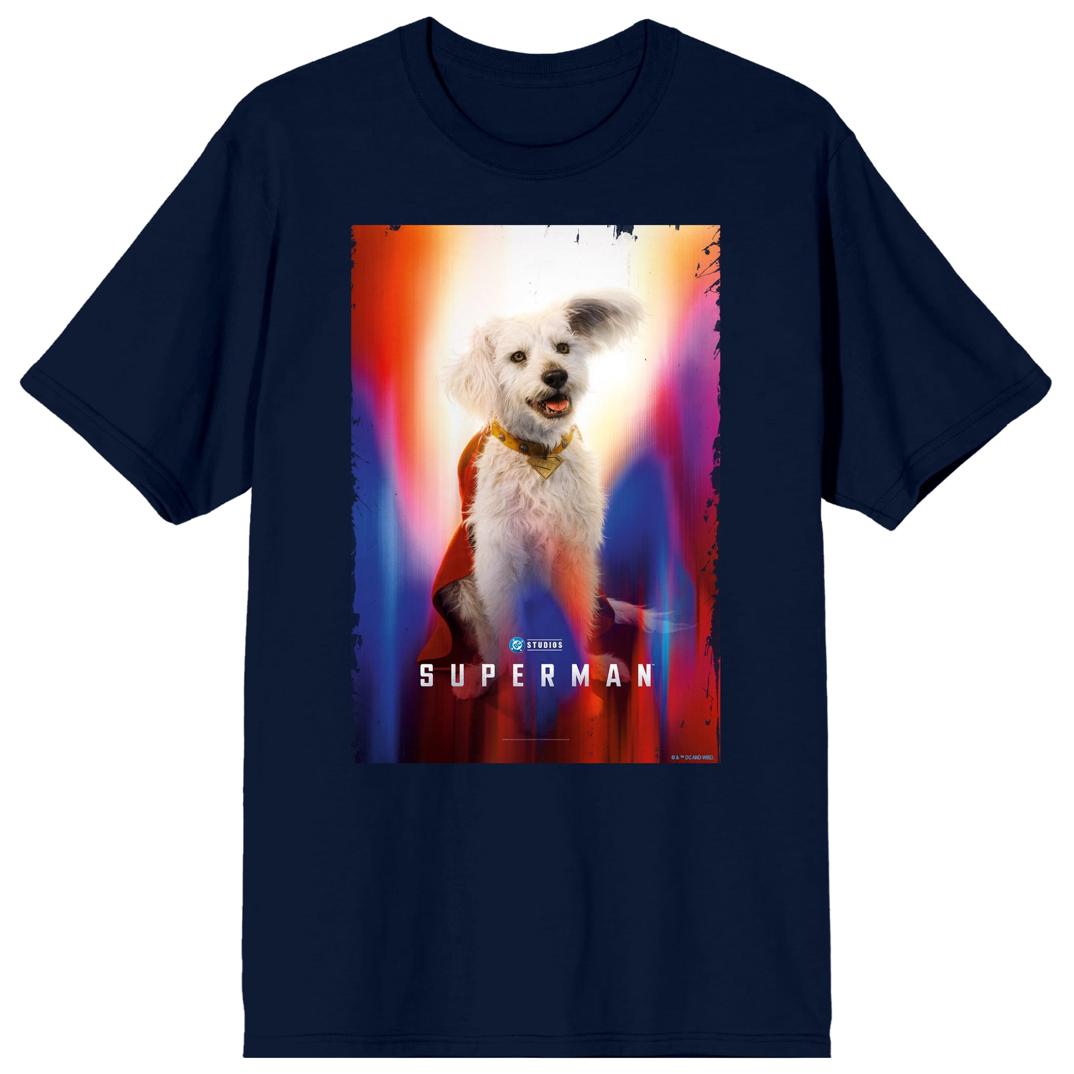 Superman 2025 Krypto Superdog Poster Adult Navy Crew Neck Short Sleeve ...