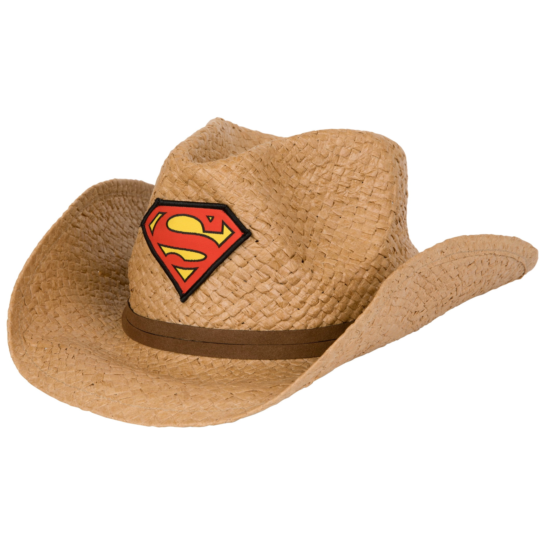 Superman 866737 Superman Logo Straw Cowboy Hat with Band, Brown ...