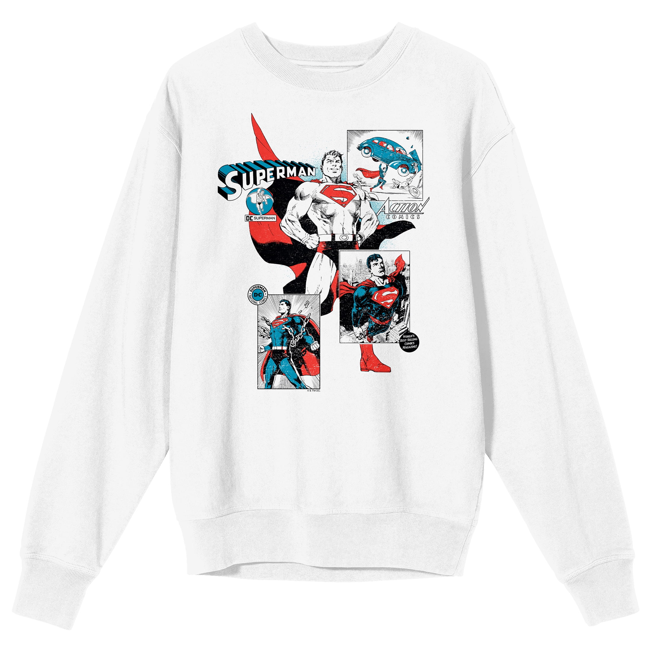 Superman 90th Anniversary Kal-El Retro Comic Art Crew Neck Long Sleeve ...