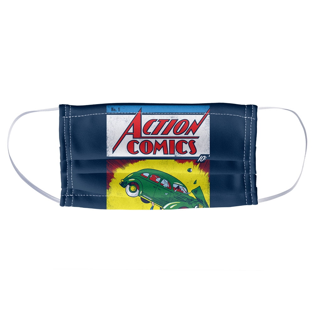 Superman Action No. 1 1-Ply Reusable Face Mask Covering, Unisex ...