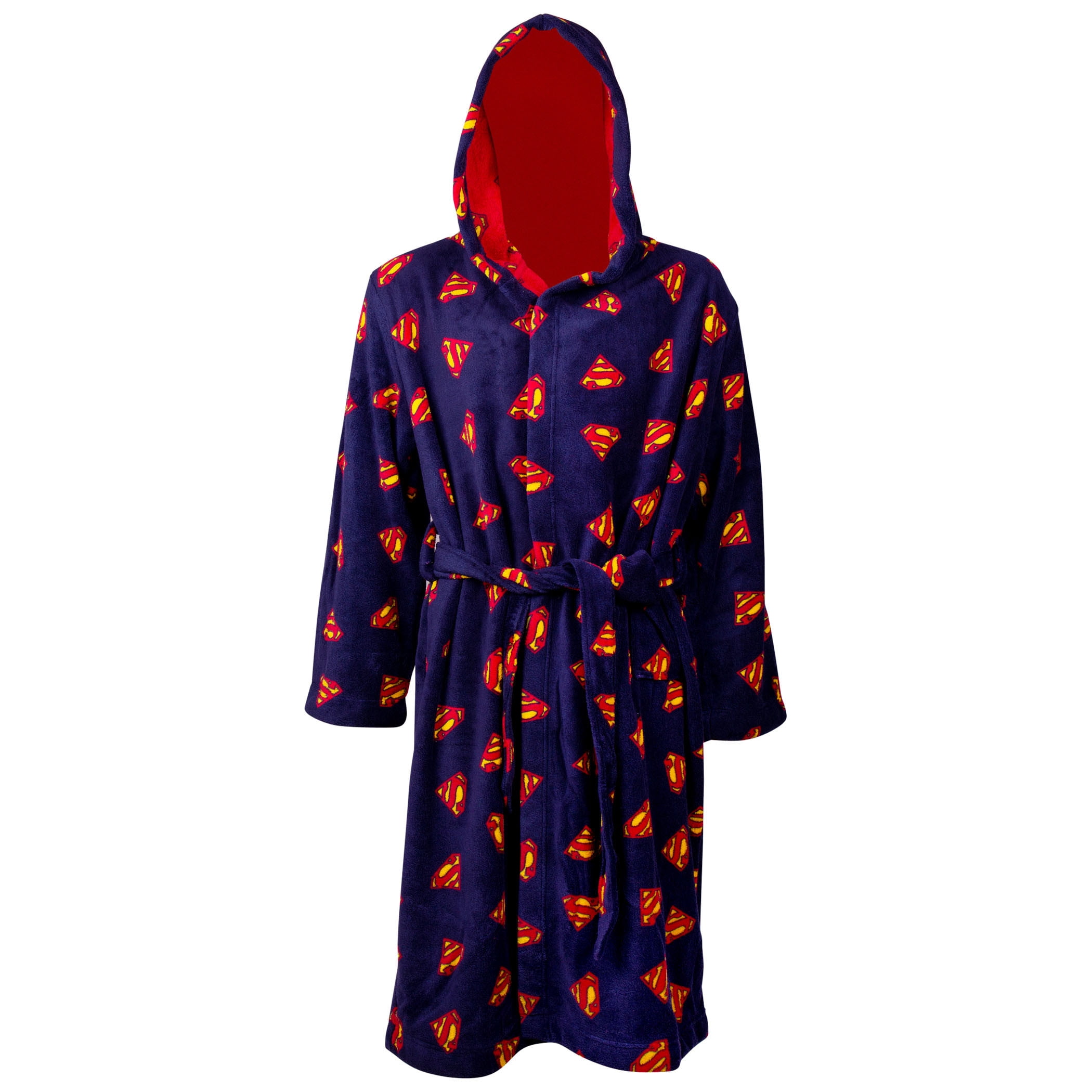 Superman All Over Symbol Blue and Red Reversible Robe-Medium - Walmart.com