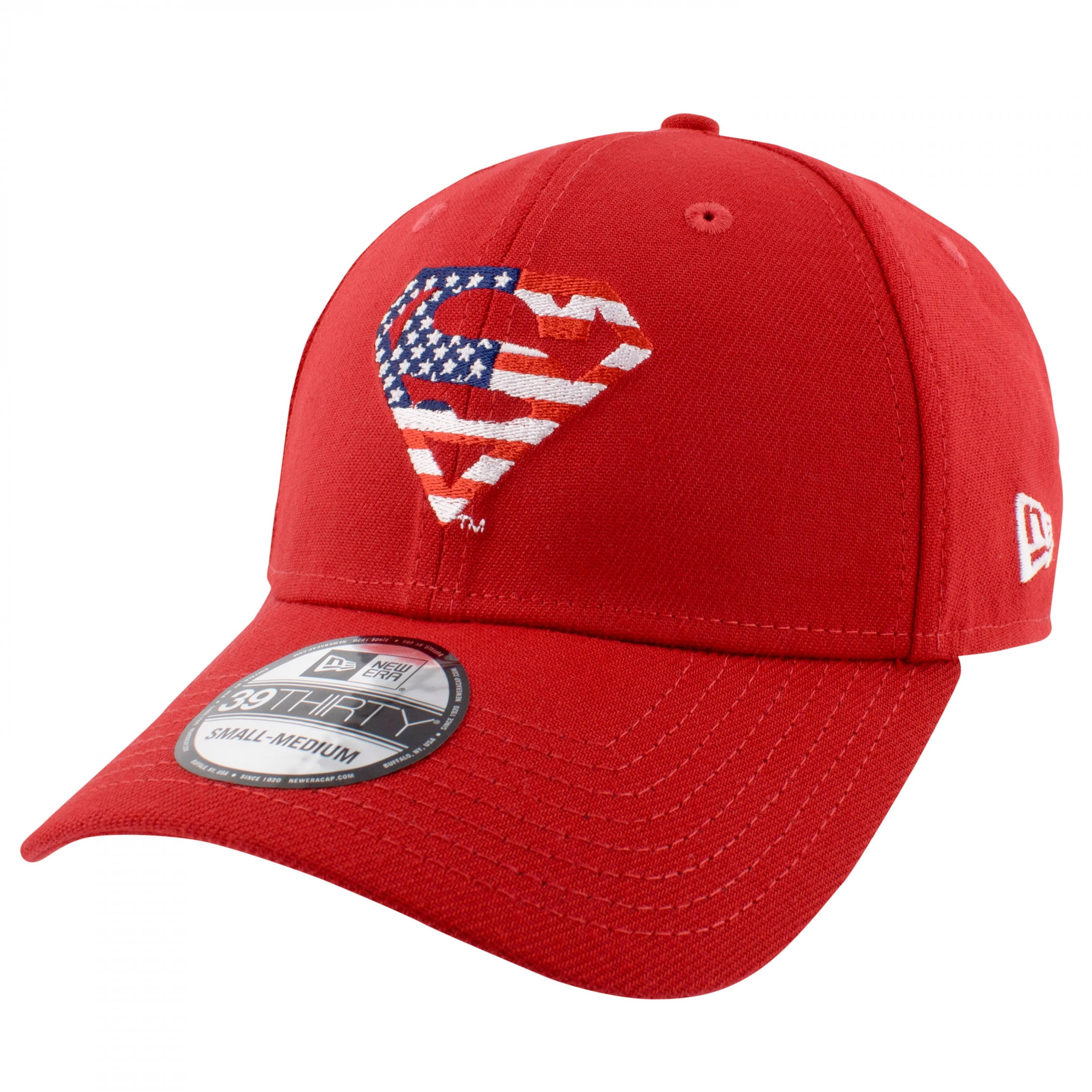 Superman American Flag Logo New Era 39Thirty Fitted Hat-Medium/Large ...
