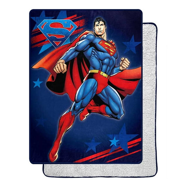 Warner Bros. Superman American Hero Kids Comfy Silk Touch Sherpa Throw ...