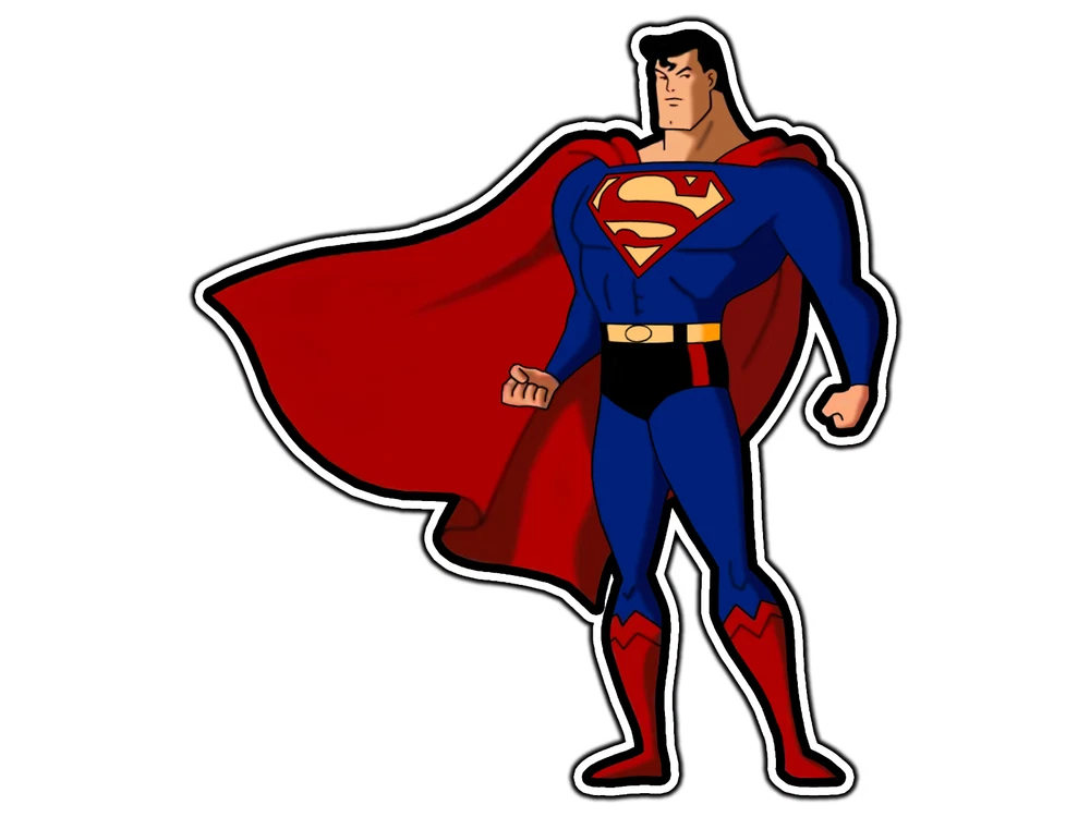 Superman Animated Style Sticker Cartoon Sticker, Phone Decal Water ...
