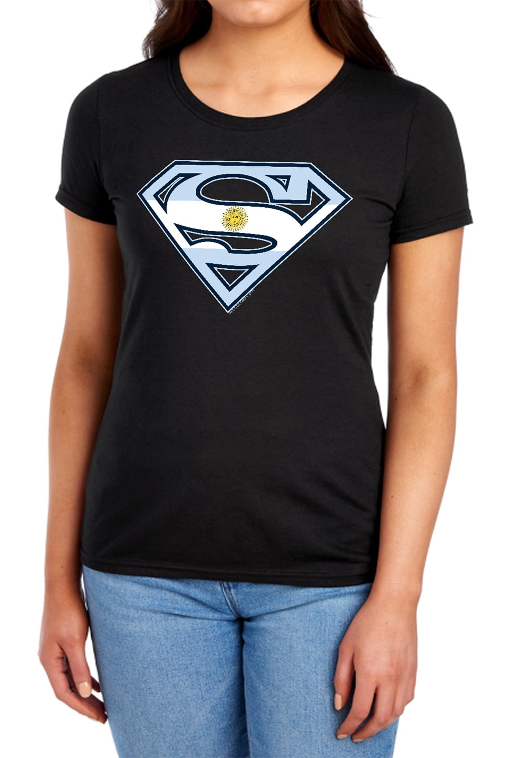 Superman Argentinian Shield Women's T Shirt, Black, Medium - Walmart.com