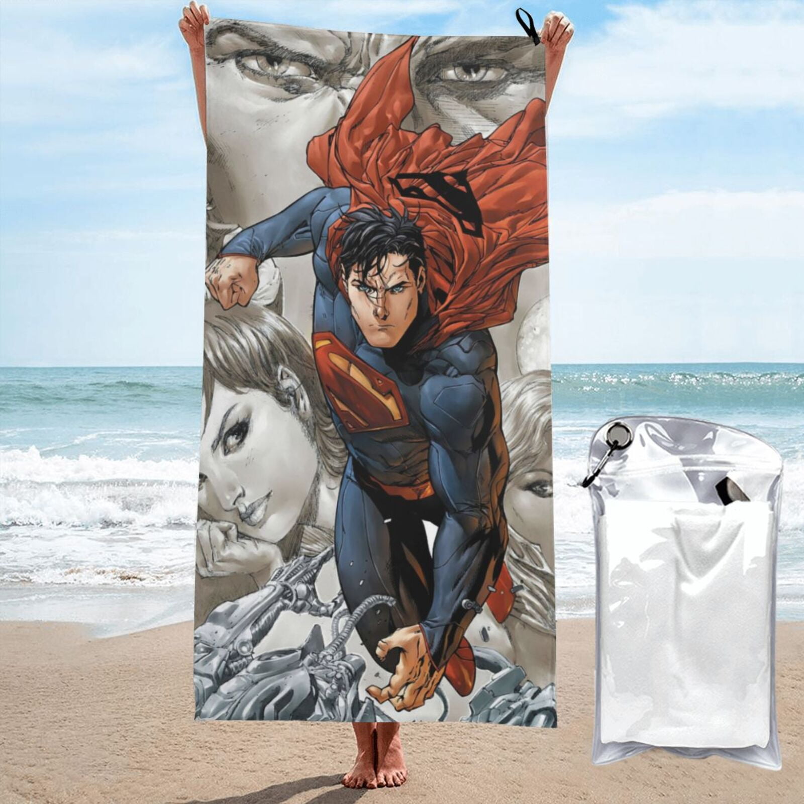 Superman Beach Towel Soft Lightweight Quick Dry Bath Towels Kids Adults ...