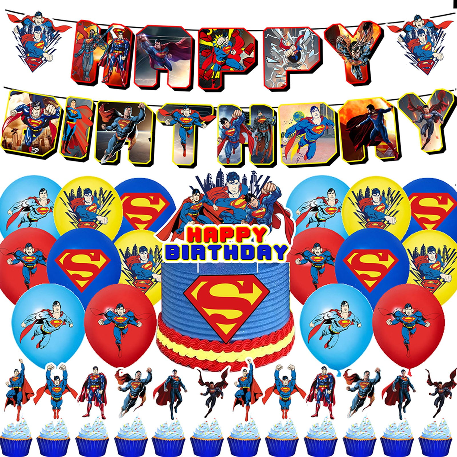 Superman Birthday Party Decorations - Hero Theme Garland Arch Kit with ...