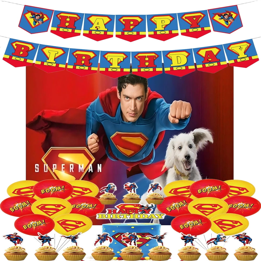 Superman Birthday Party Supplies, Hero Themed Party Set, Include Happy ...