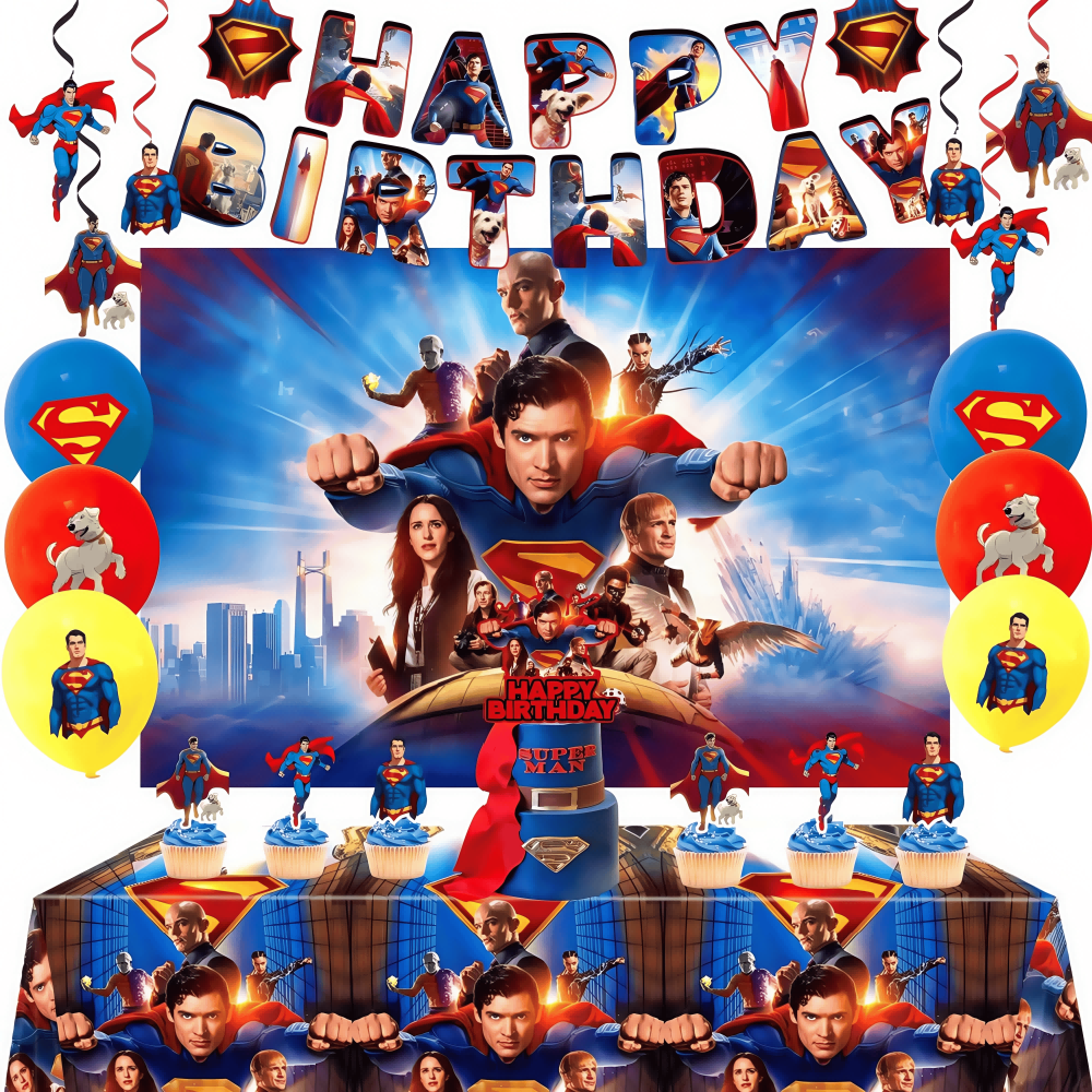 Superman Birthday Party Supplies, Superman Party Decorations Set ...