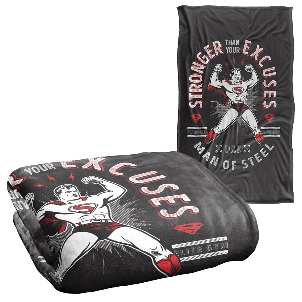 Superman Blanket, 36"x58" Superman Dad Stronger Than Your Excuses Silky ...