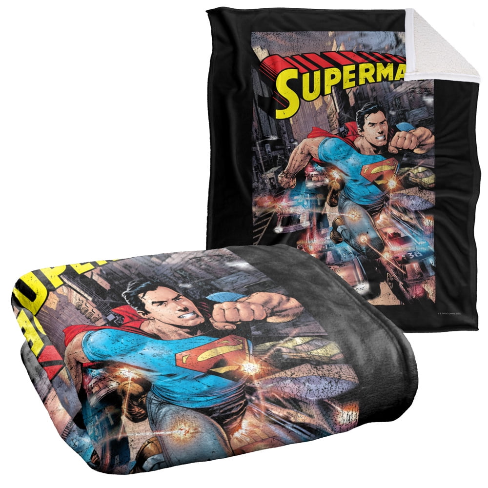Superman Blanket, 50"x60", Action One Silky Touch Sherpa Back Super ...