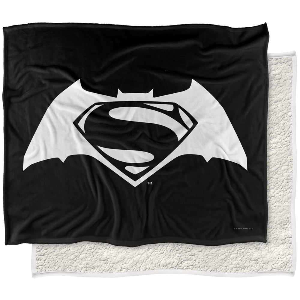 Superman Blanket, 50"x60", Batman V Simple Logo Silky Touch Sherpa Back ...