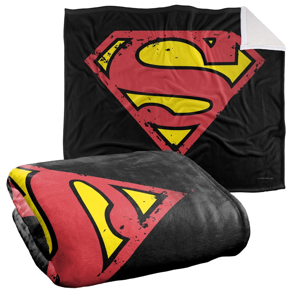 Superman Blanket, 50"x60", Distressed Shield Silky Touch Sherpa Back ...