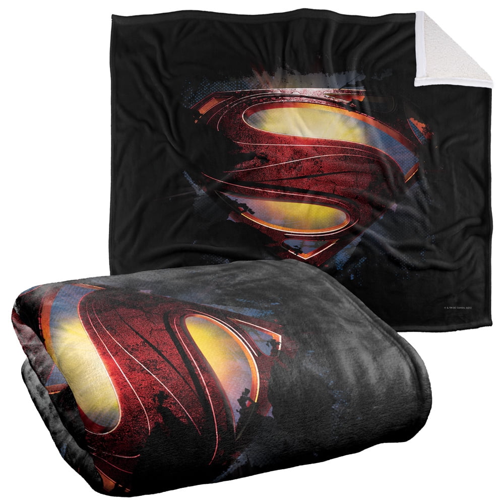 Superman Blanket, 50"x60", Man of Steel Grungy Shield Silky Touch ...