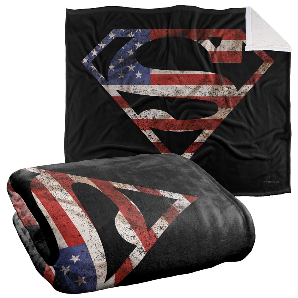 Superman Blanket, 50"x60", Super Patriot Silky Touch Sherpa Back Super ...