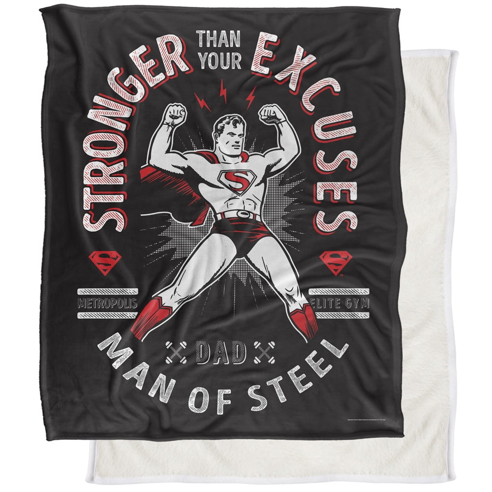 Superman Blanket, 50"x60" Superman Dad Stronger Than Your Excuses Silky ...