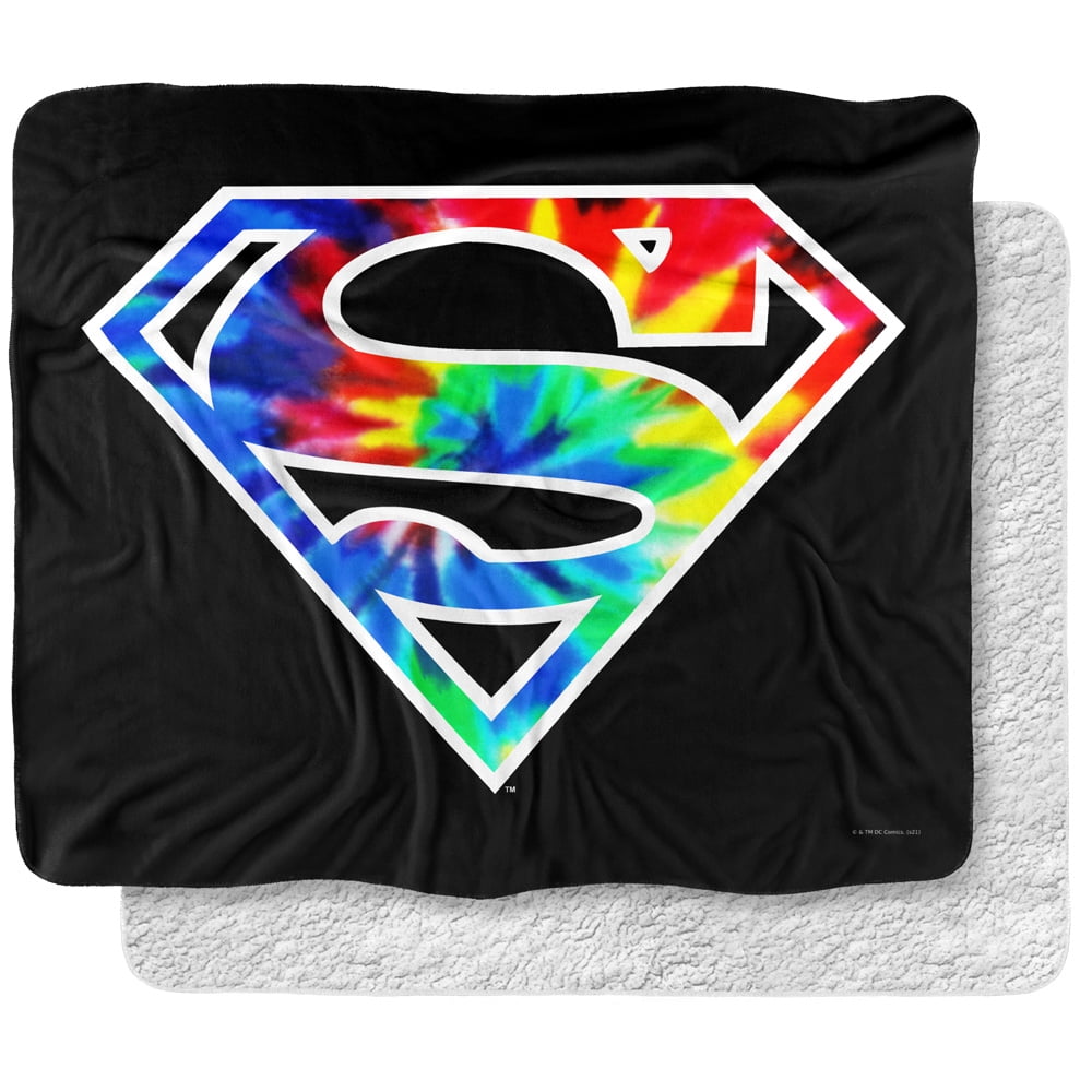 Superman Blanket, 50"x60", Superman Tie Dye Logo Silky Touch Sherpa ...