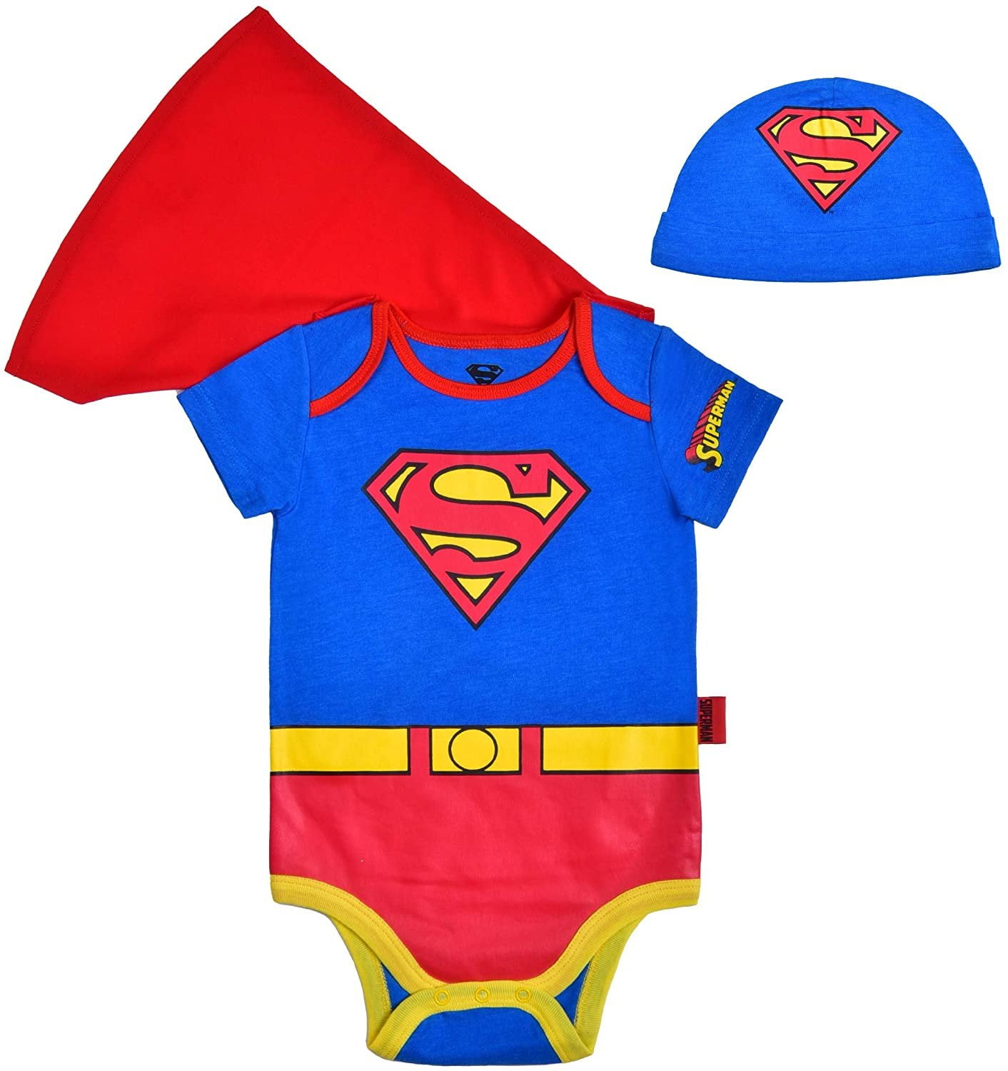 Superman Baby Boys Superhero Bodysuit Onesie with Matching Hat, Infant ...