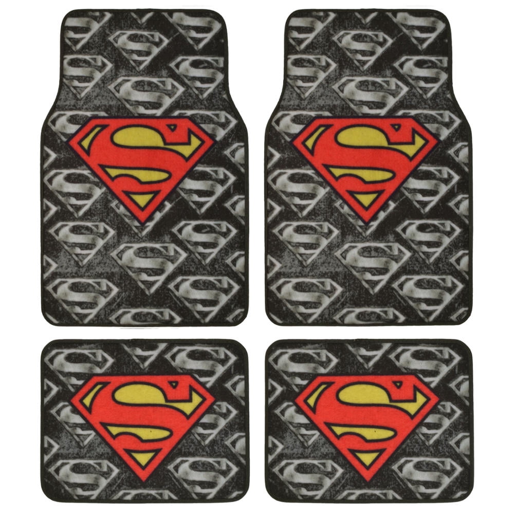 Superman Carpet Floor Mats - 4 Piece Warner Brothers Licensed Products ...