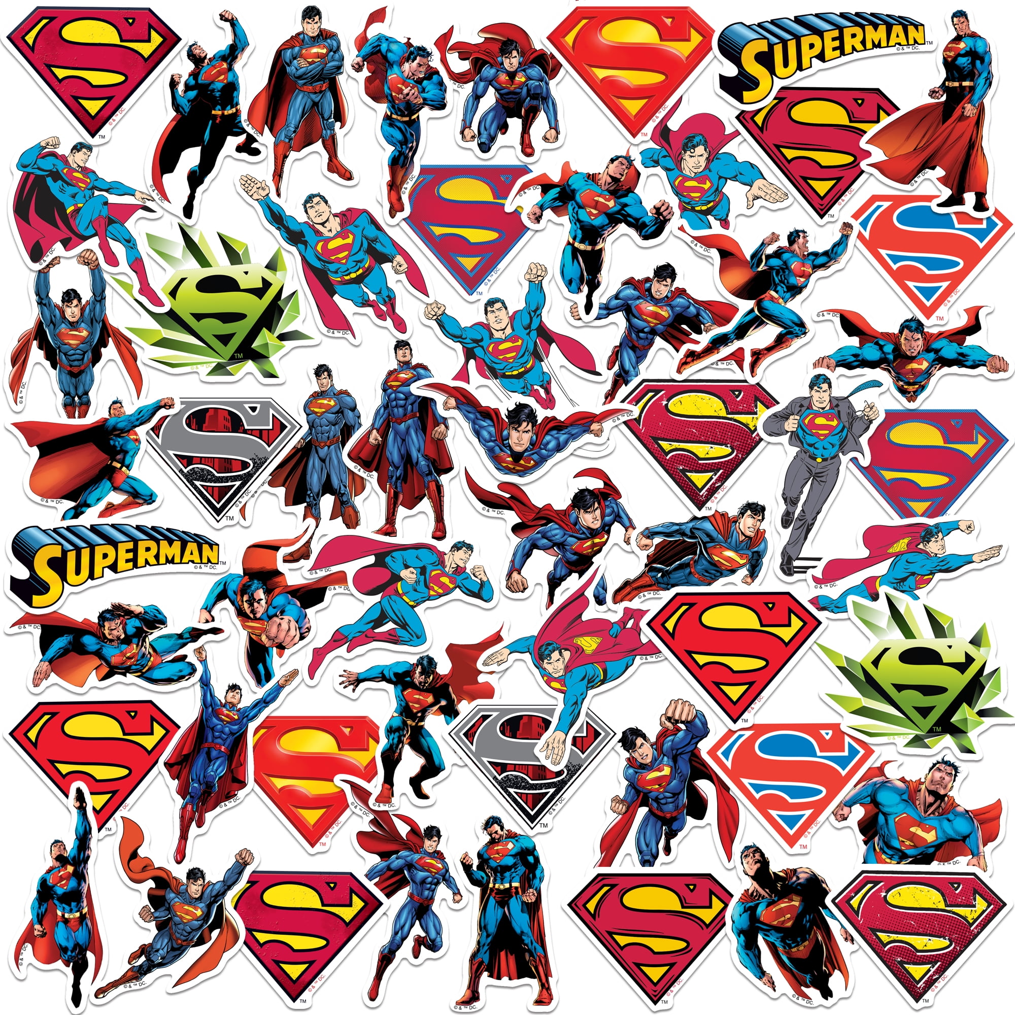 Superman Character Poses 50CT Sticker Pack Large Deluxe Stickers ...