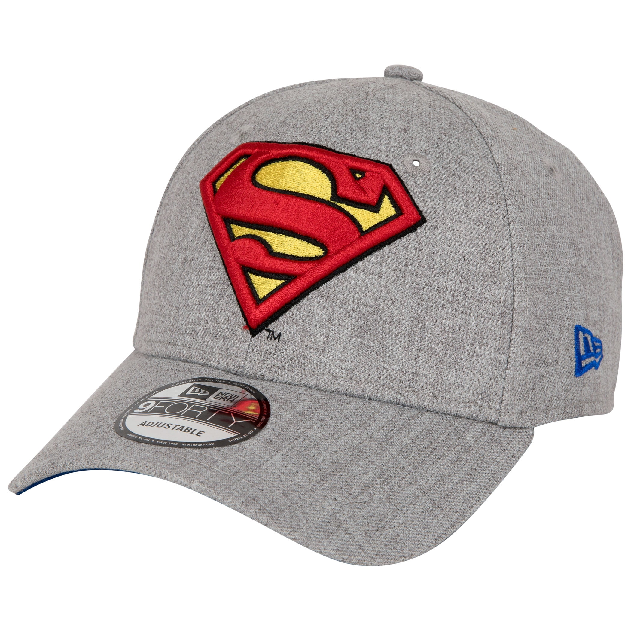 Superman Classic Logo Grey New Era 9Forty Velcro Back Adjustable Hat ...