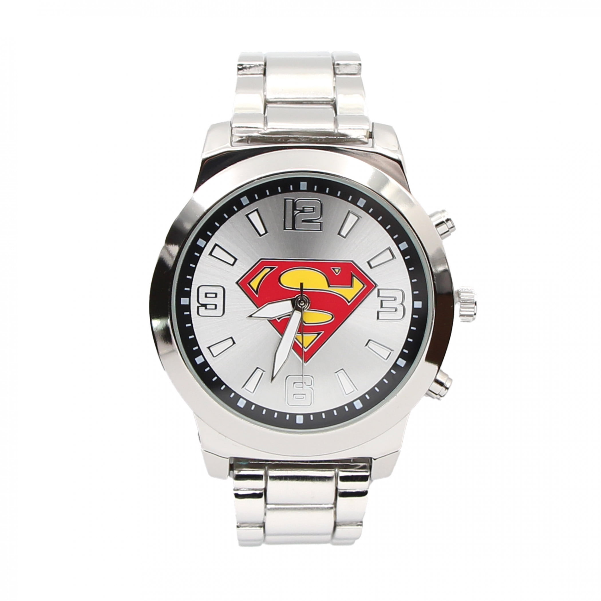 Superman Classic Logo Silver Analog Watch with Metal Band - Walmart.com