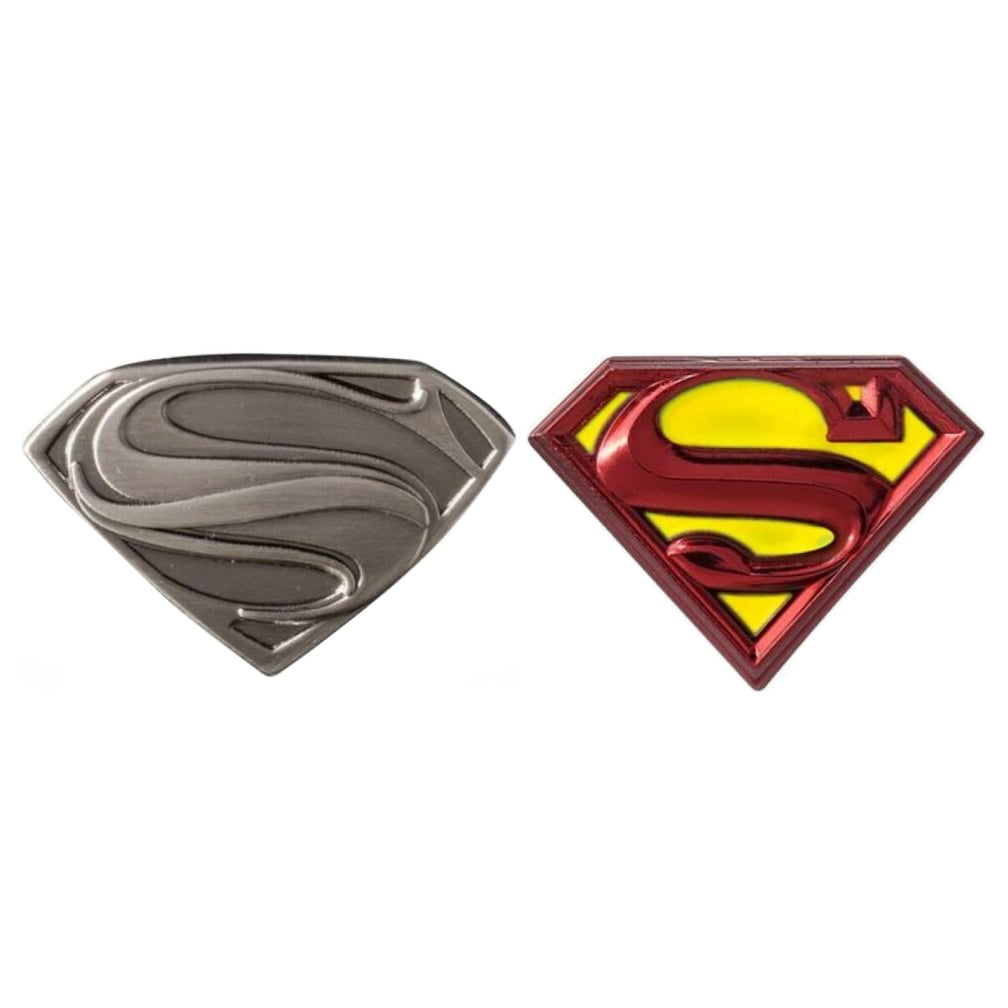 Superman Classic Logo and Color Logo Pewter Lapel Pin (2 Pack ...